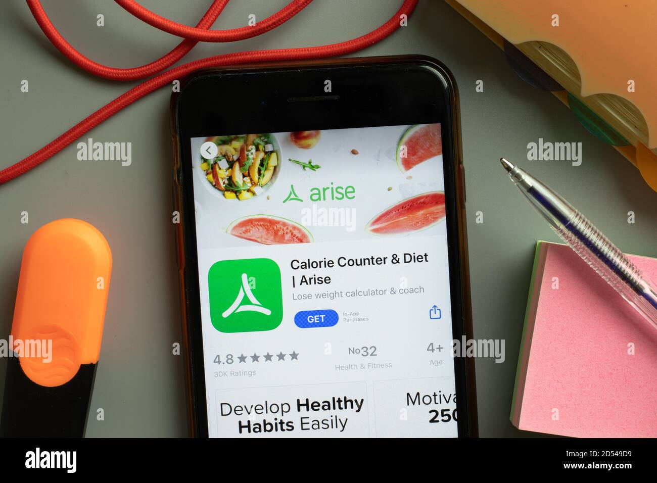 New York, USA - 29 September 2020: Calorie Counter Arise mobile app ...