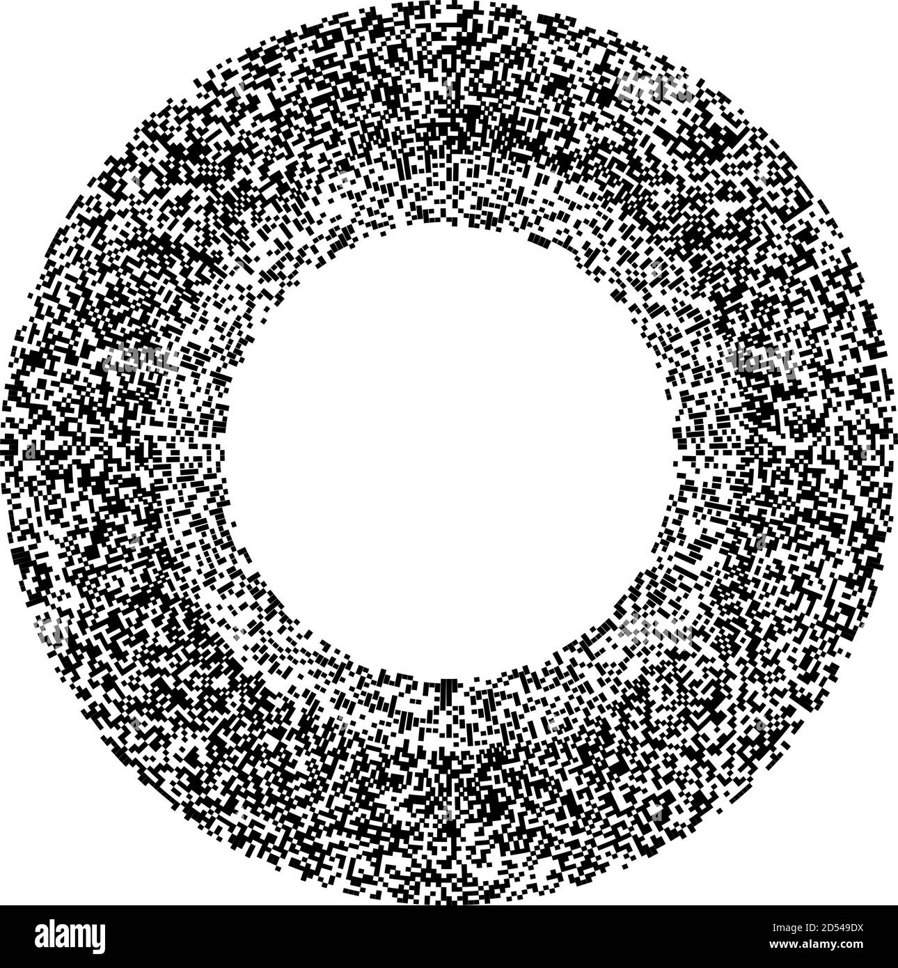 Random squares in circle formation abstract black and white, monochrome ...