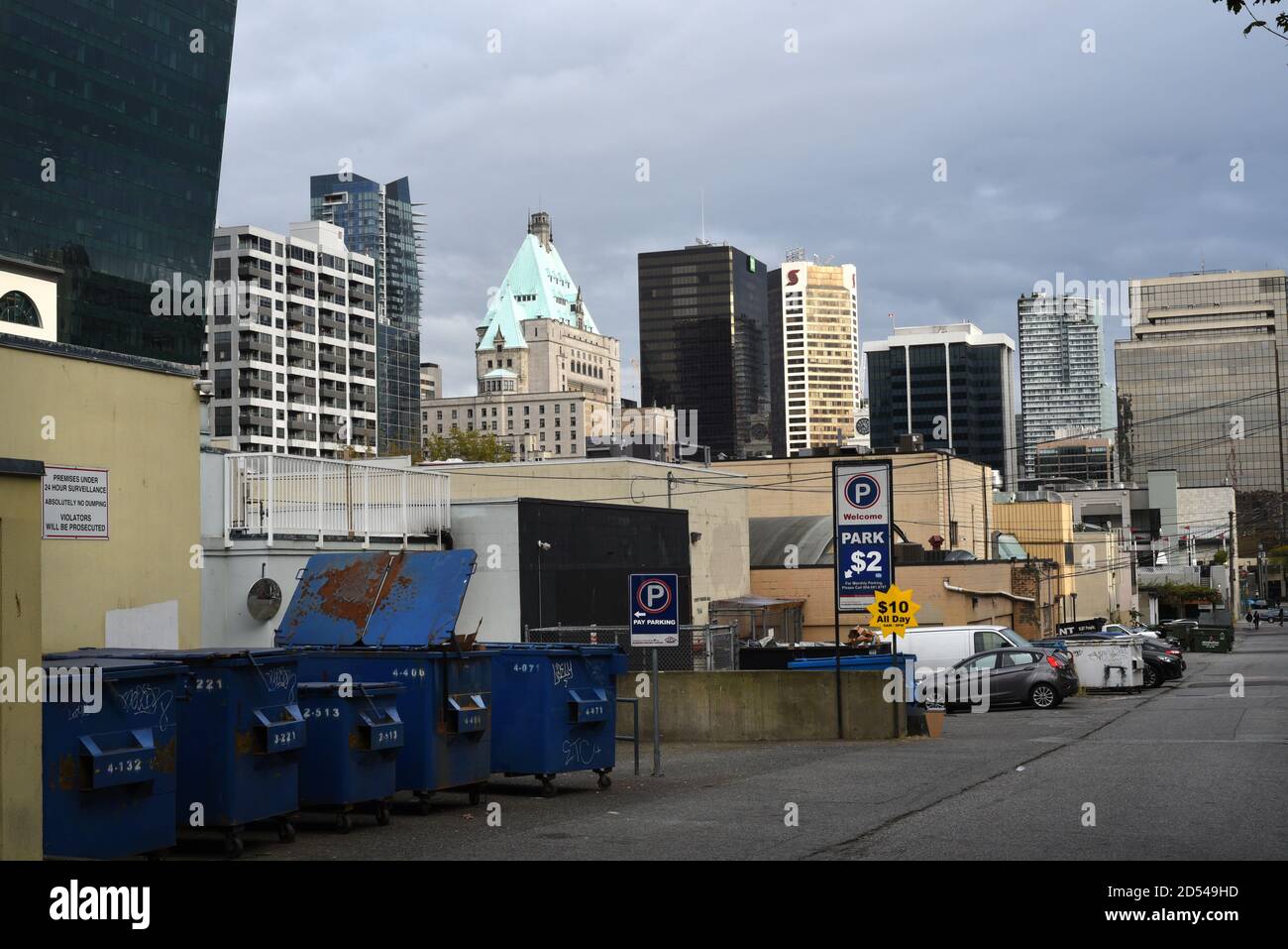 A view down the back alley, Rosemary Brown Lane, and the skyline of ...