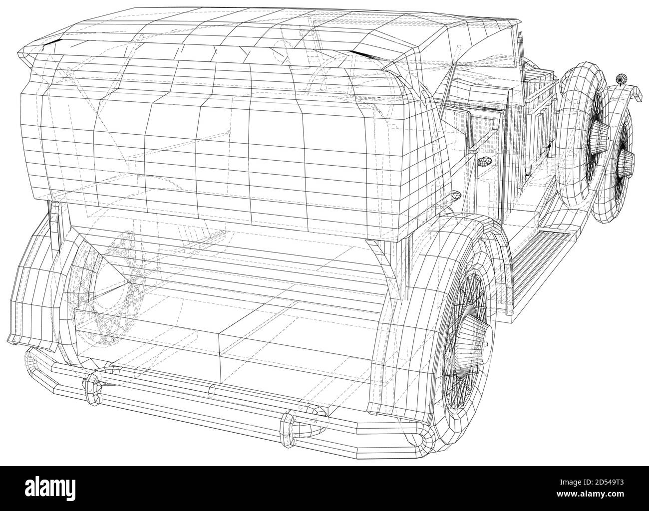 Retro car. Vintage car Vector illustration. Wire-frame line isolated ...
