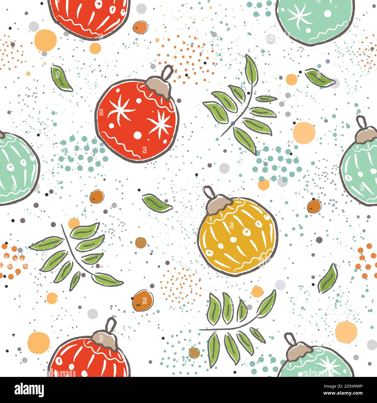 Winter Seamless Pattern with festive ornaments on subtle background and ...
