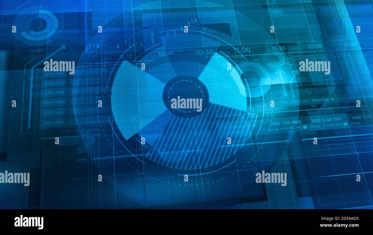 Blue virtual space filled with abstract infographics Stock Photo - Alamy