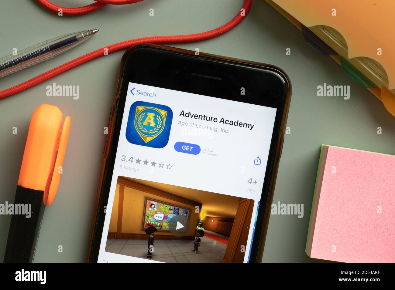 New York, USA - 29 September 2020: Adventure Academy mobile app logo on ...