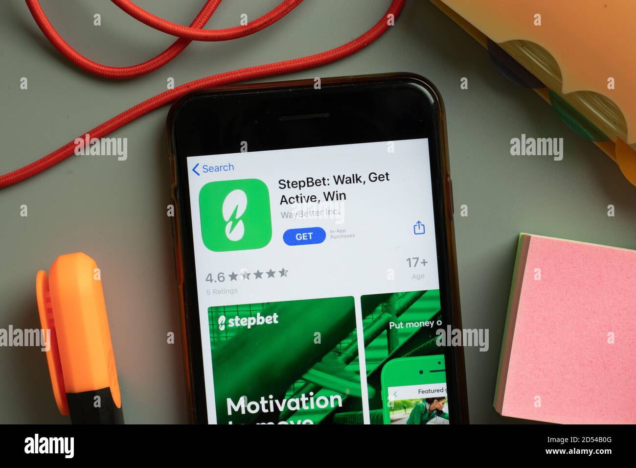 New York, USA - 29 September 2020: StepBet mobile app logo on phone ...