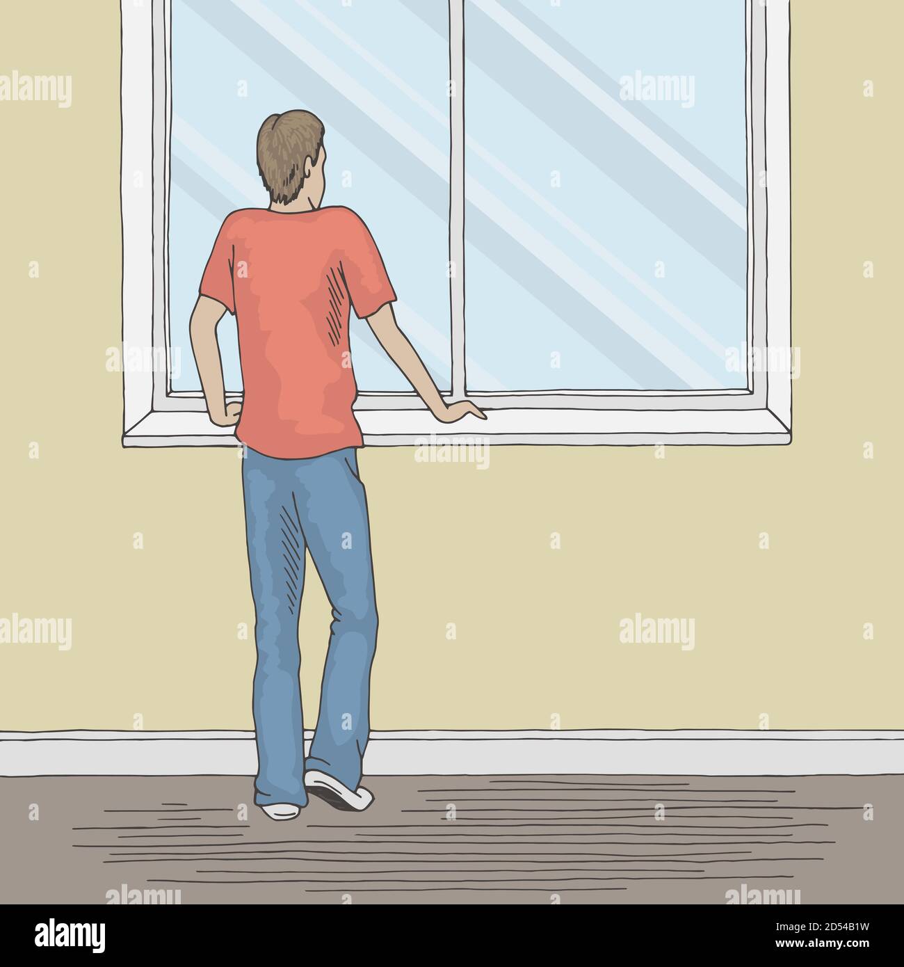 Boy looking at window art hi-res stock photography and images - Alamy