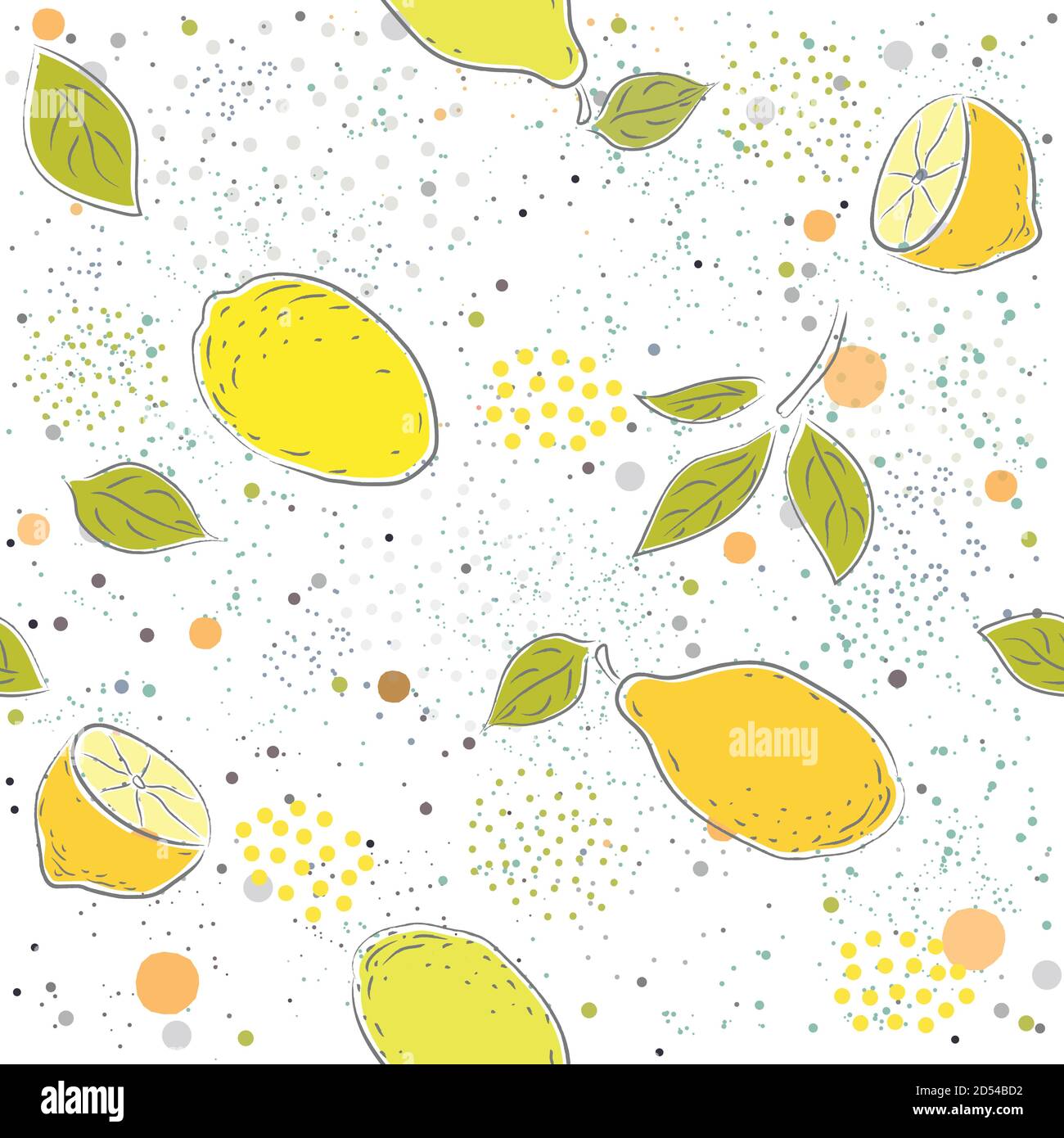 Cute Seamless Pattern with lemon. Hand Drawn. Vector Illustration Stock ...
