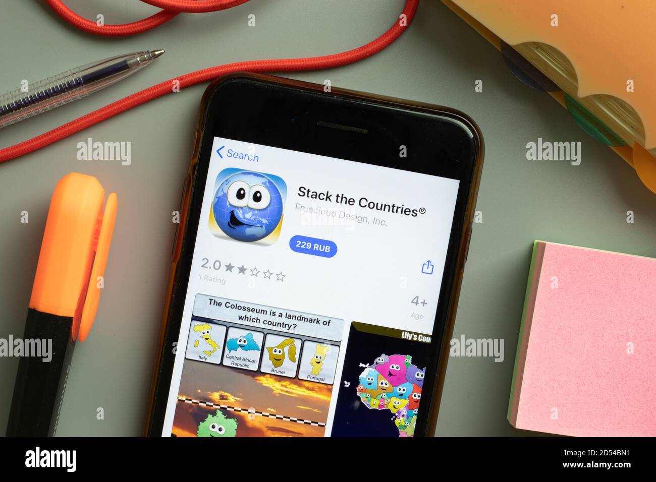 New York, USA - 29 September 2020: Stack the Countries mobile app logo ...