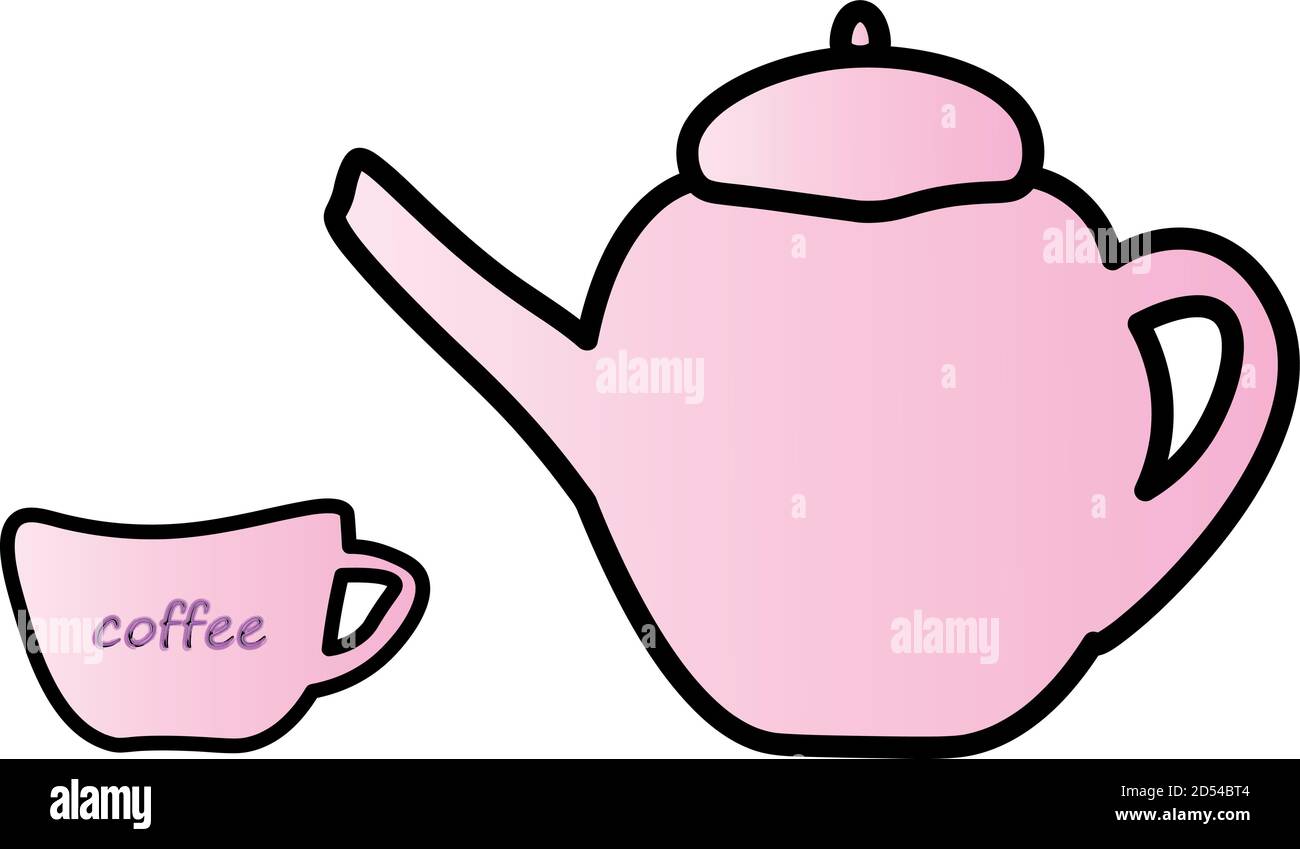 Pink cup and mug on white background, vector illustration Stock Vector ...