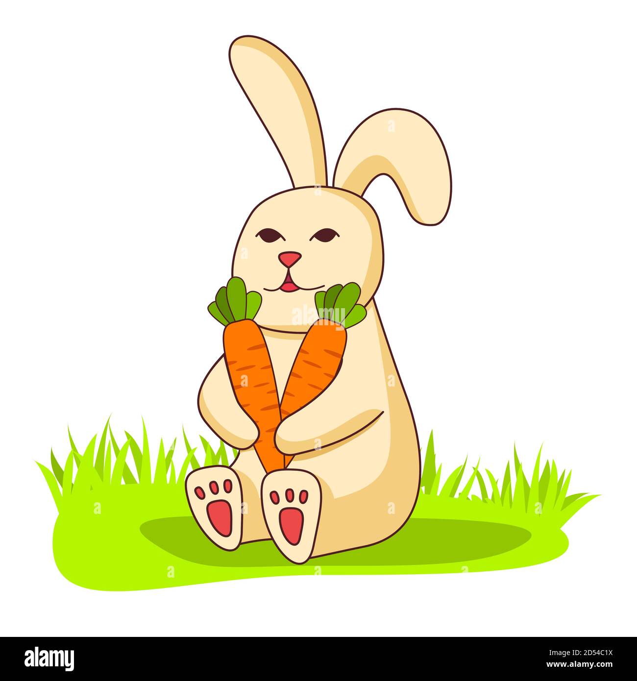 Bunny holding carrot .Happy rabbit .Hare cartoon character Stock Vector ...