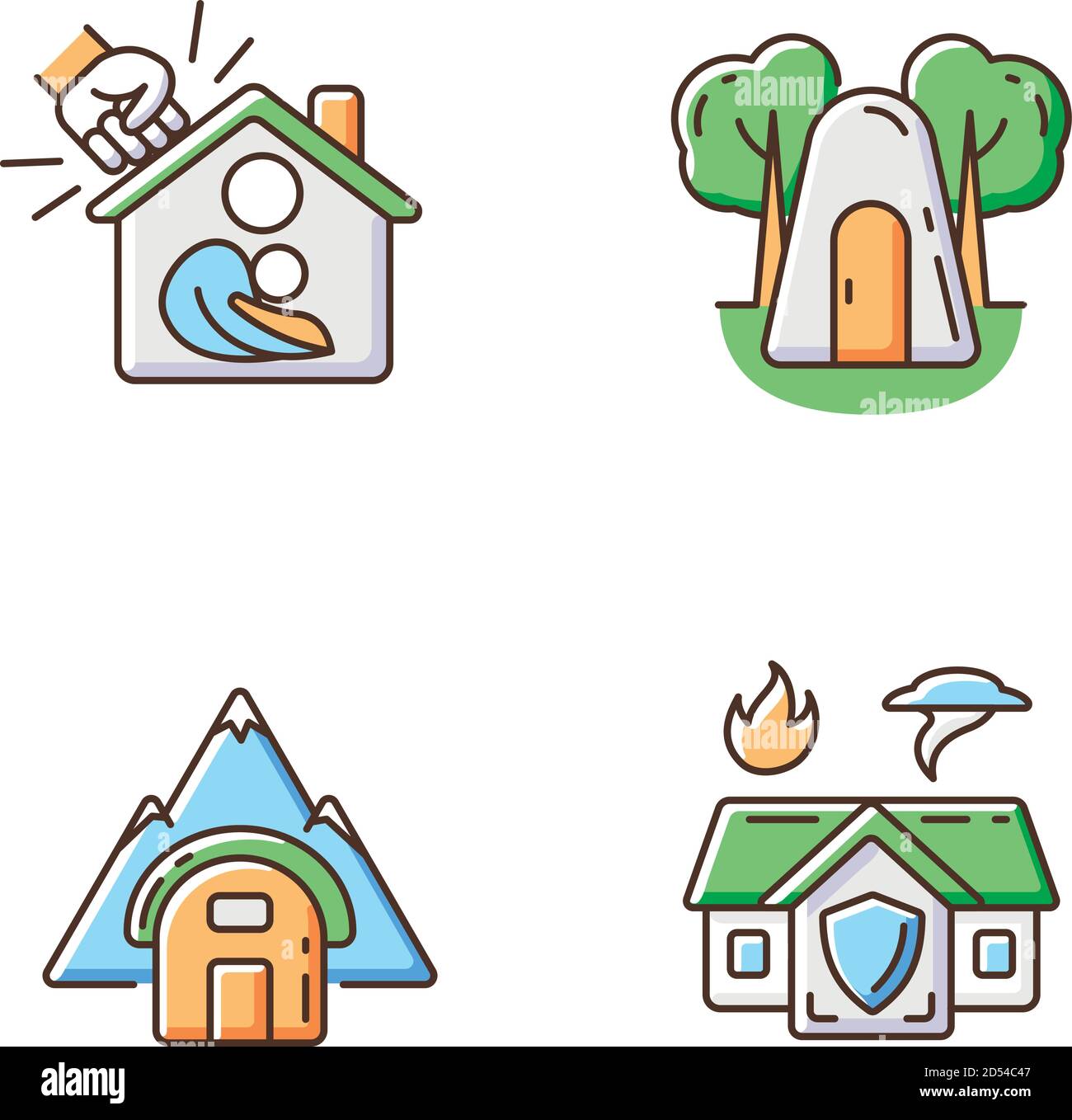 Temporary safe residence RGB color icons set Stock Vector Image & Art ...
