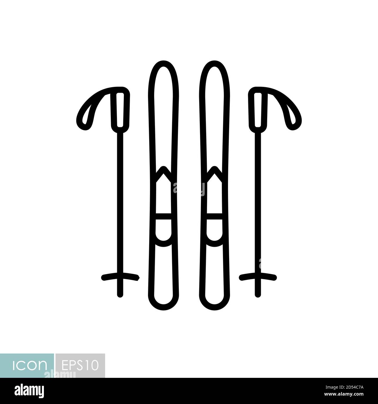 Ski and sticks vector icon. Winter sign. Graph symbol for travel and ...