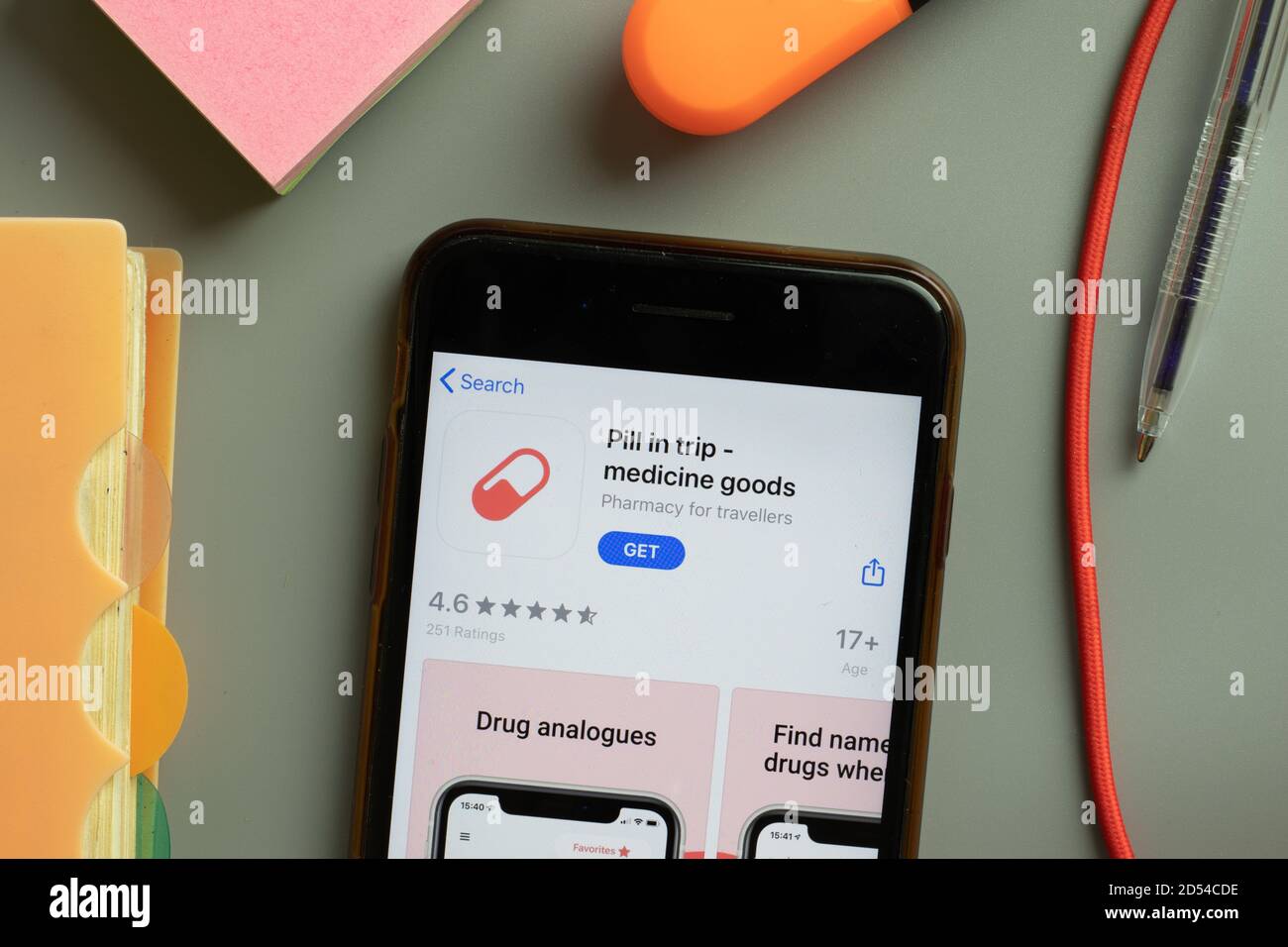 New York, USA - 29 September 2020: Pill in trip medicine goods mobile ...