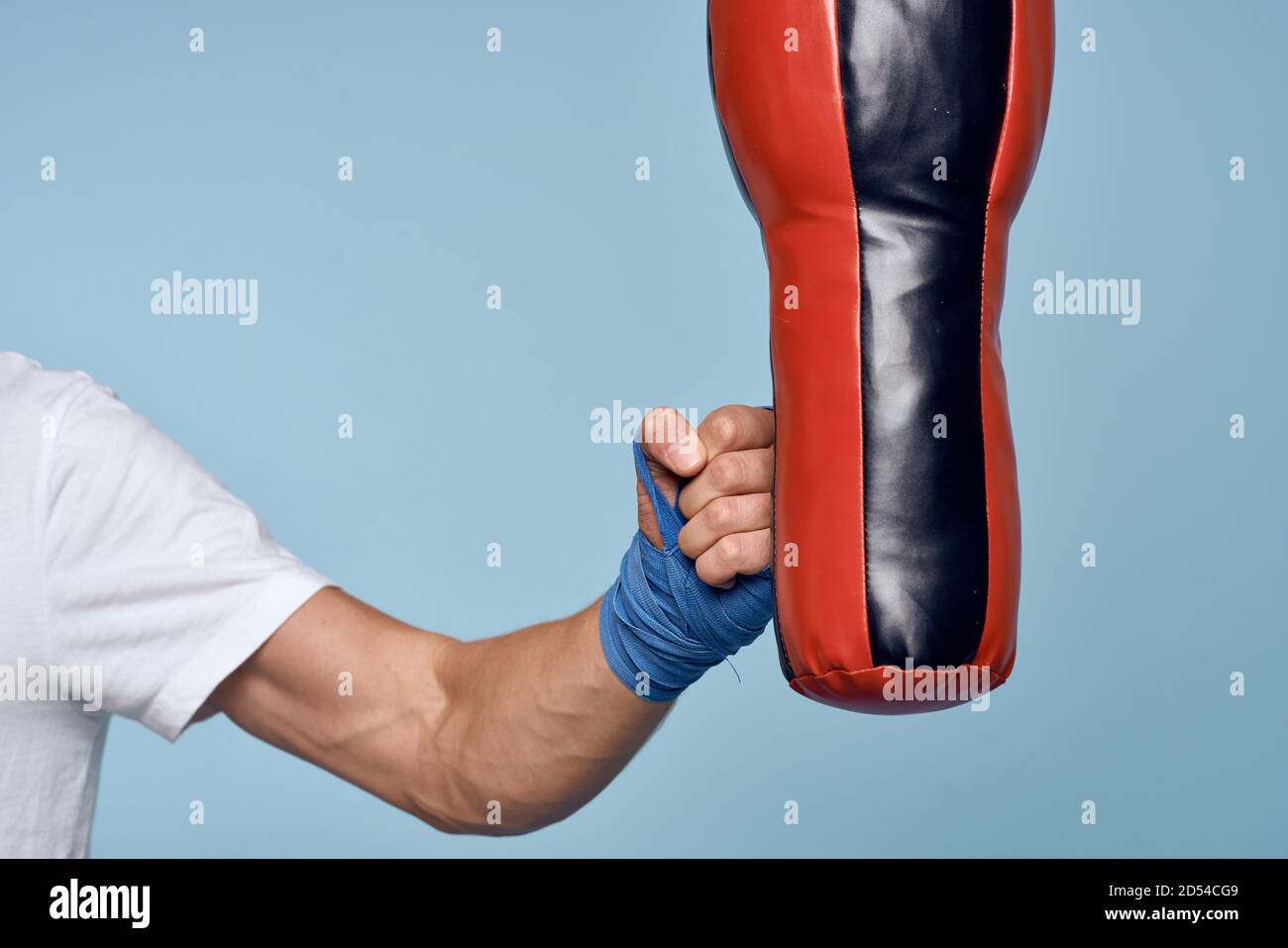 Punching bag punch training boxing exercise bandages Stock Photo - Alamy