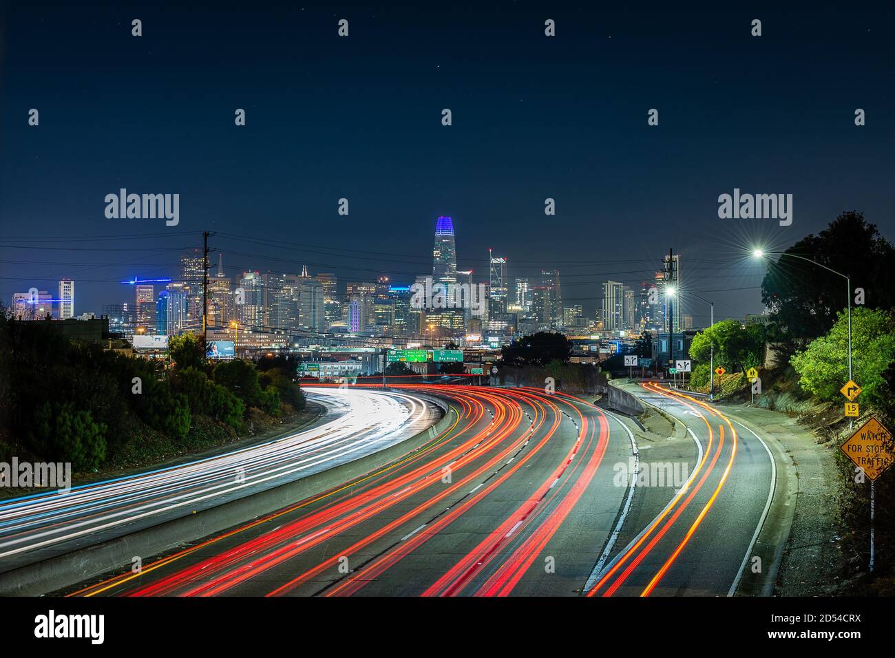 Light Trails along Highway 101 Stock Photo - Alamy