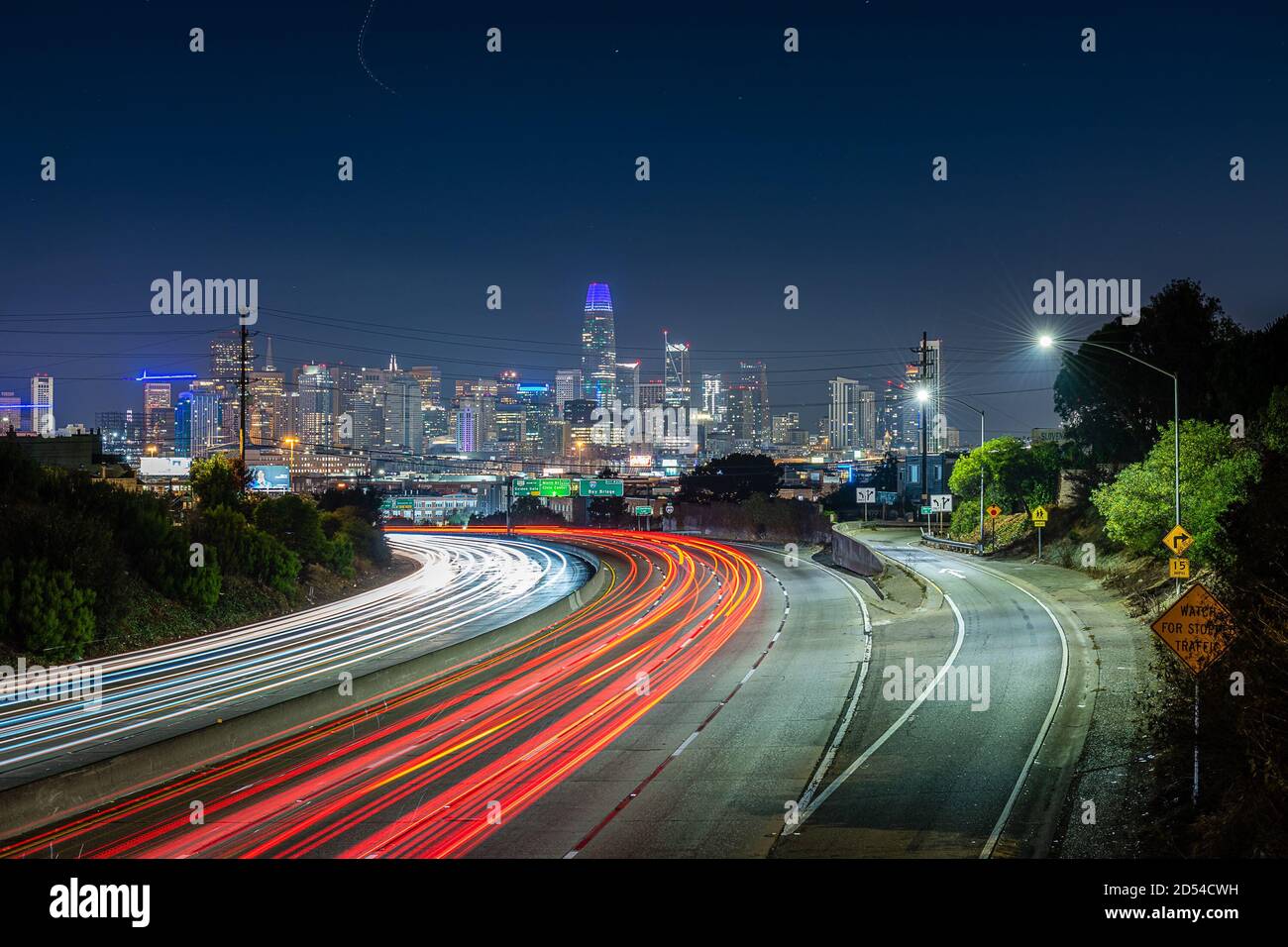 Light Trails along Highway 101 Stock Photo - Alamy