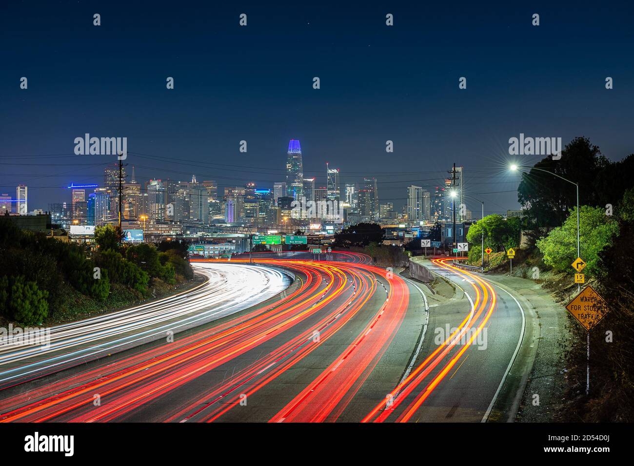 Light Trails along Highway 101 Stock Photo - Alamy