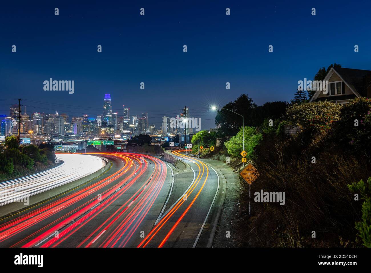 Light Trails along Highway 101 Stock Photo - Alamy