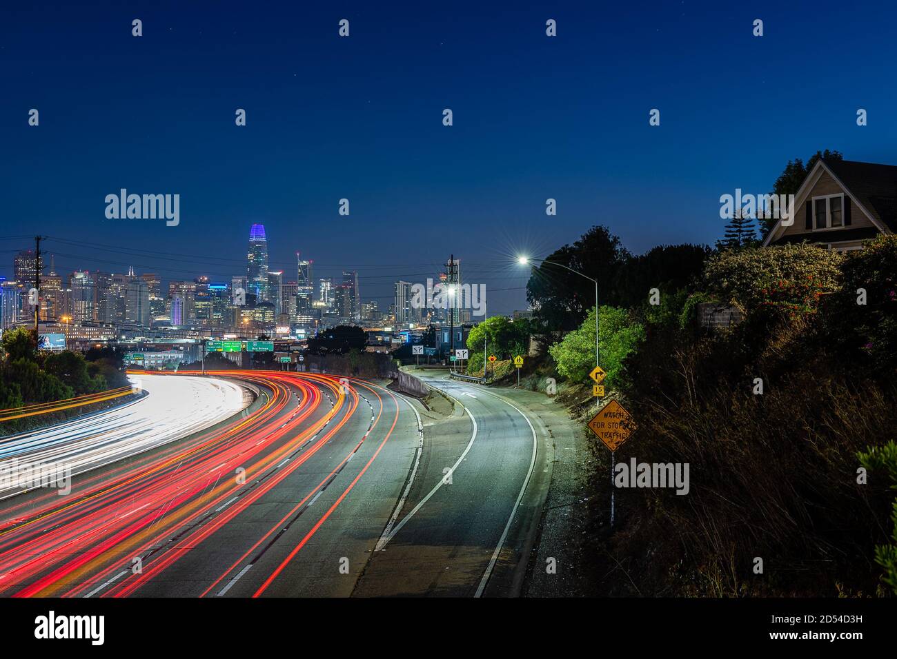 Light Trails along Highway 101 Stock Photo - Alamy