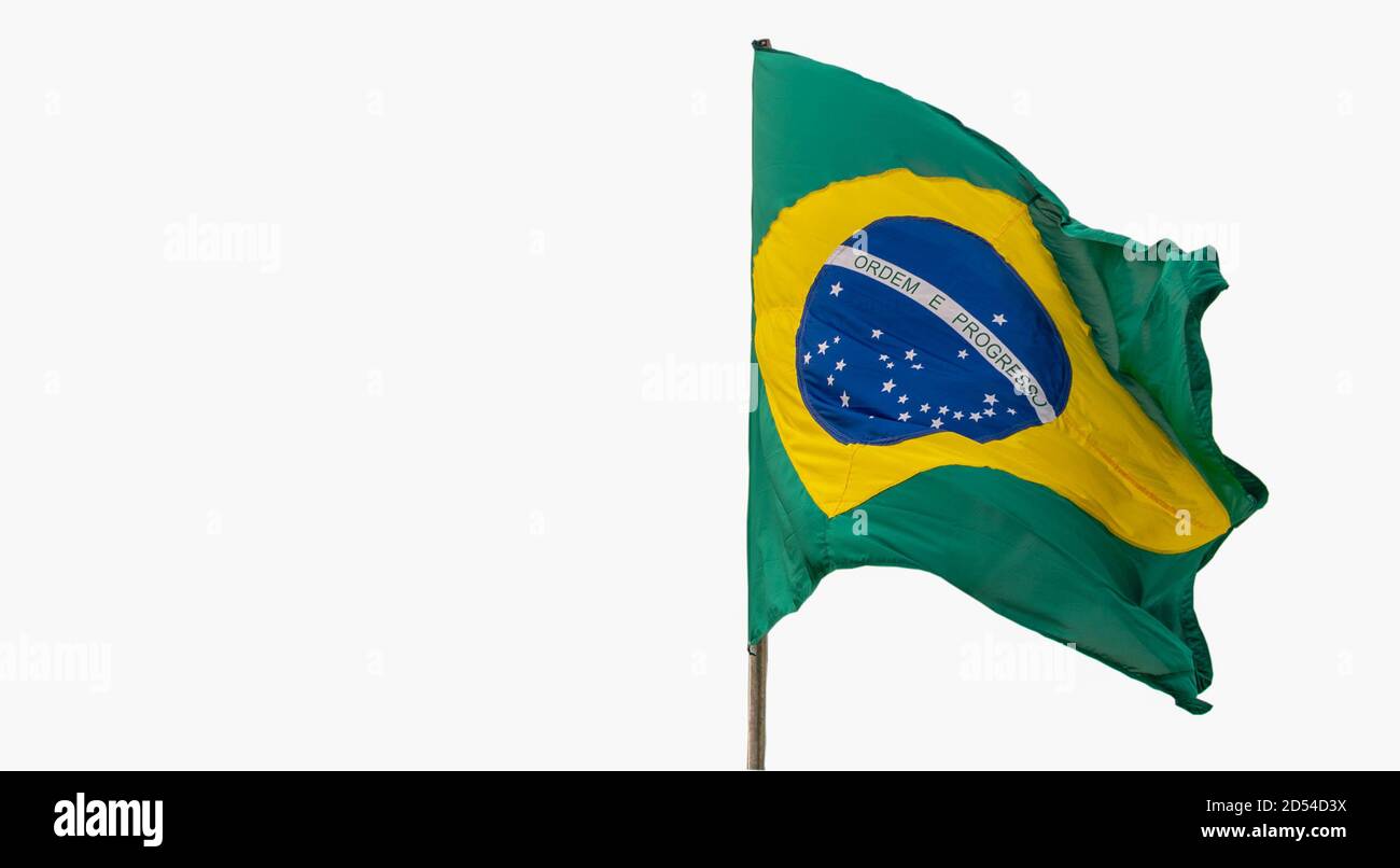Brazil's flag. White background. National symbol. Homeland pavilion ...