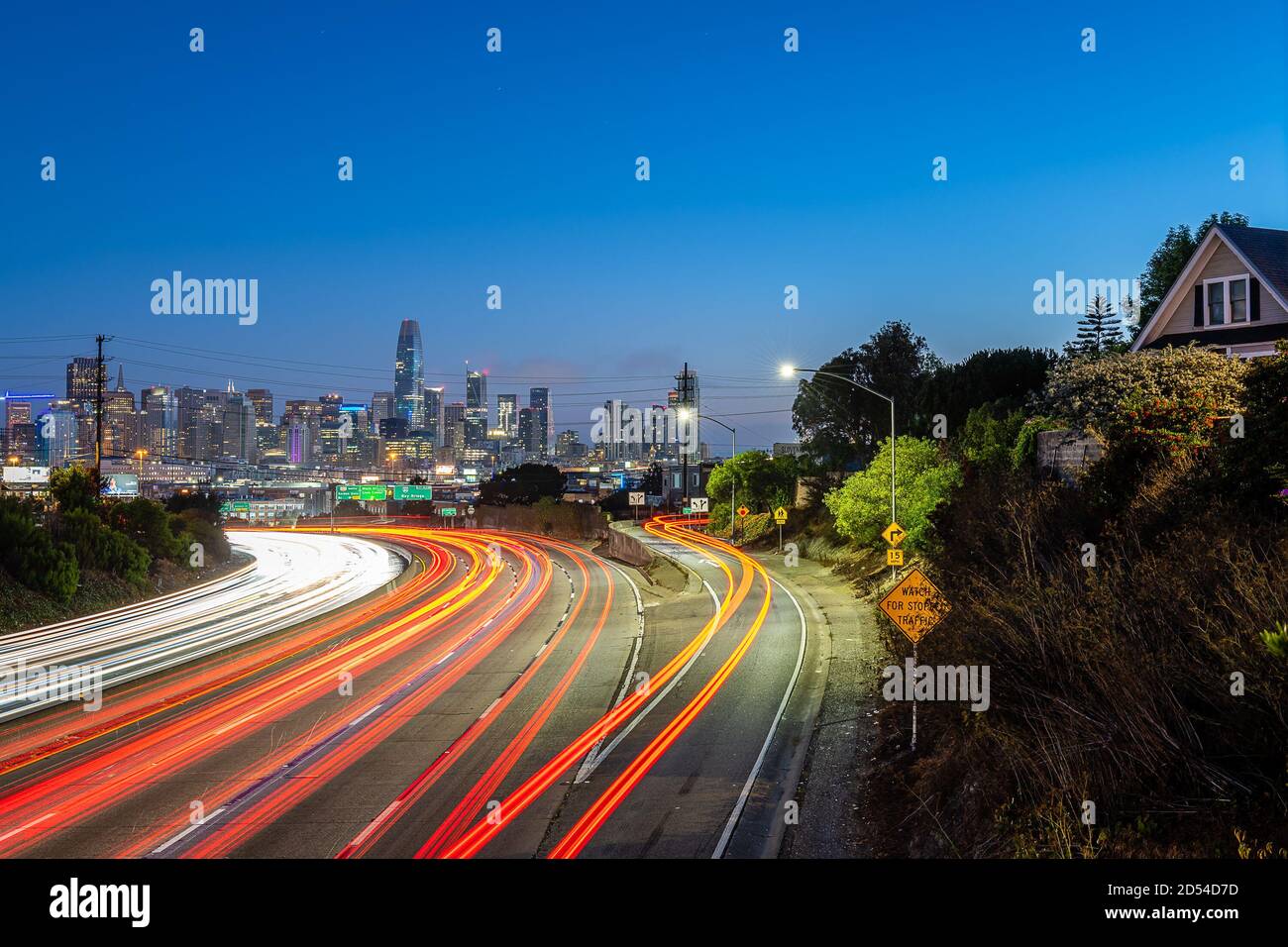 Light Trails along Highway 101 Stock Photo - Alamy