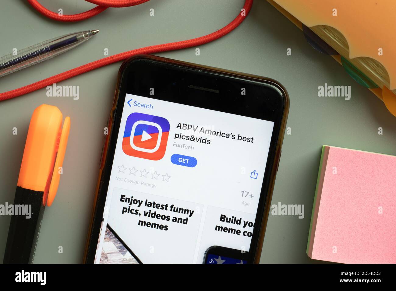 New York, USA - 29 September 2020: ABPV mobile app logo on phone screen ...
