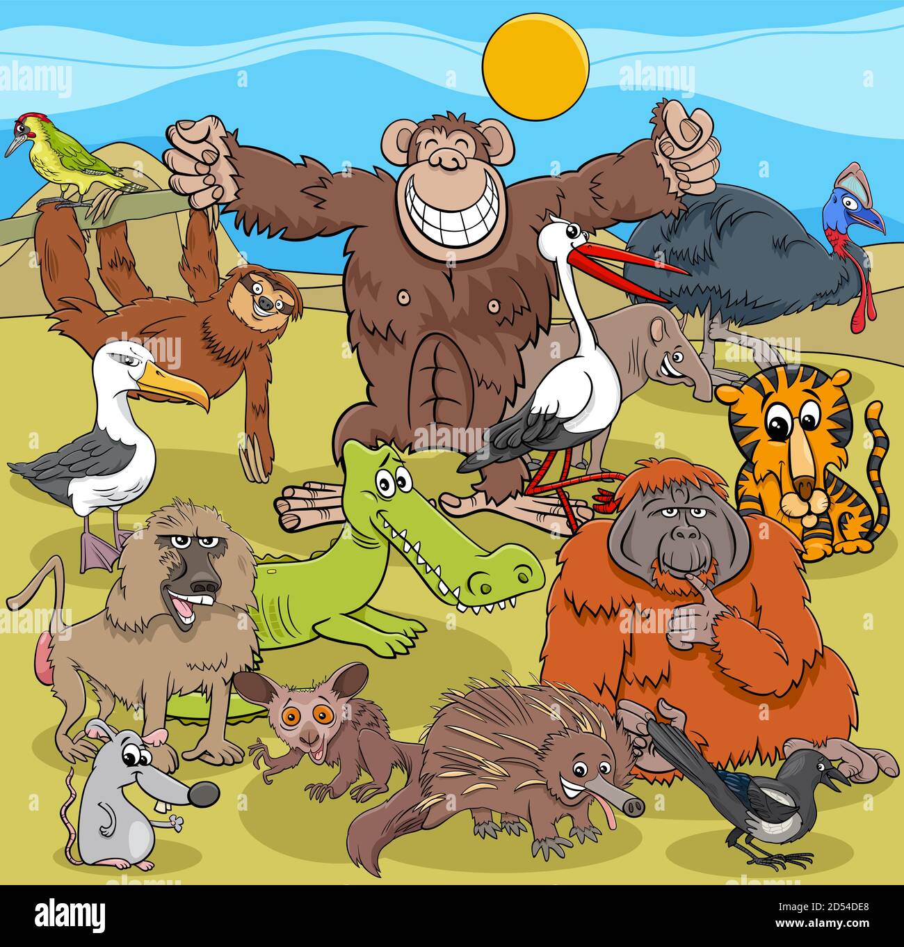 Cartoon Illustrations of Wild Animal Comic Characters Group Stock ...