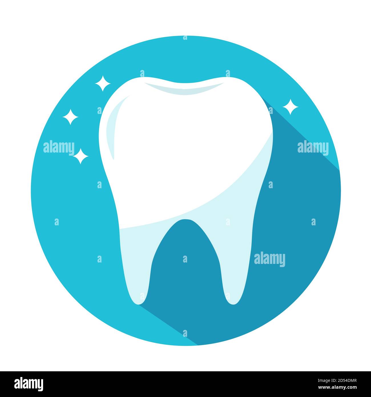 shiny healthy tooth in blue circle. dentistry concept vector ...