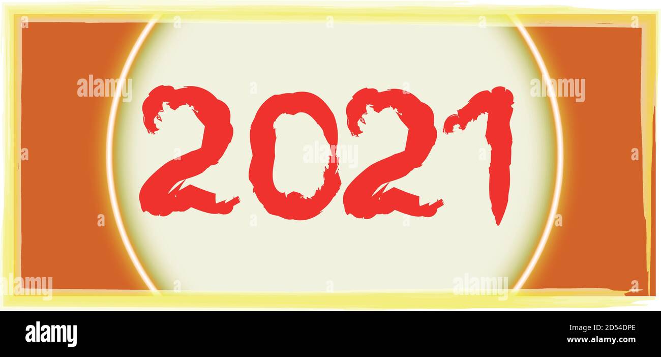 Inscription 2021 on yellow background, vector illustration Stock Vector ...