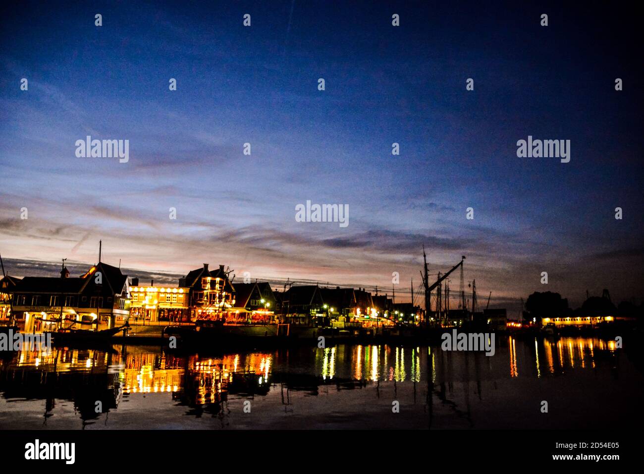 Waterfront of Volendam at night The Netherlands Stock Photo - Alamy