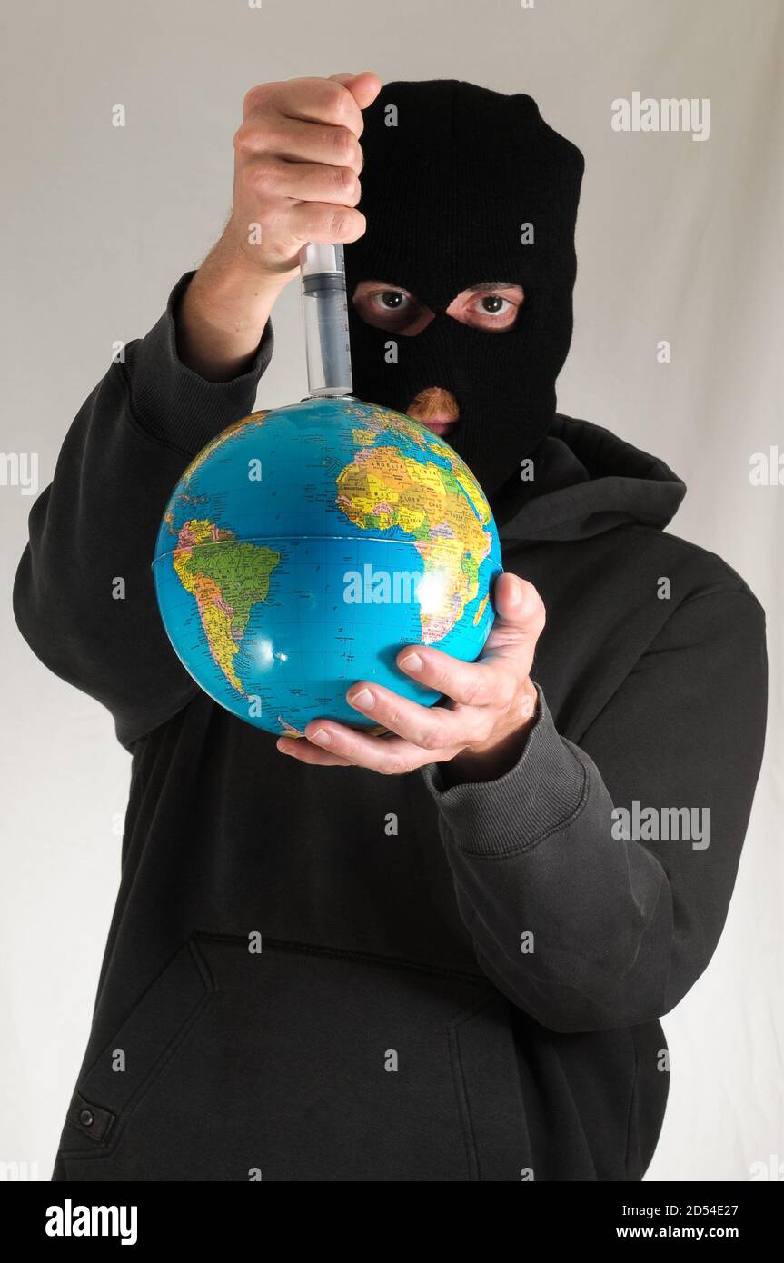 Man Holding a Globe Earth Stock Photo - Alamy