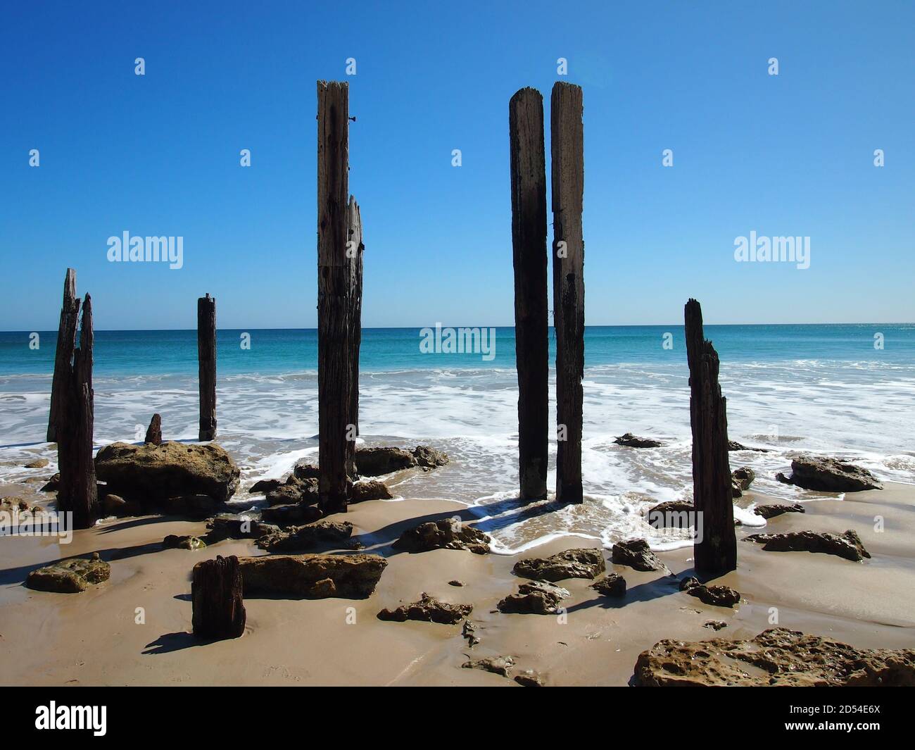 Old jetty pylons, Port Willunga, South Australia Stock Photo - Alamy