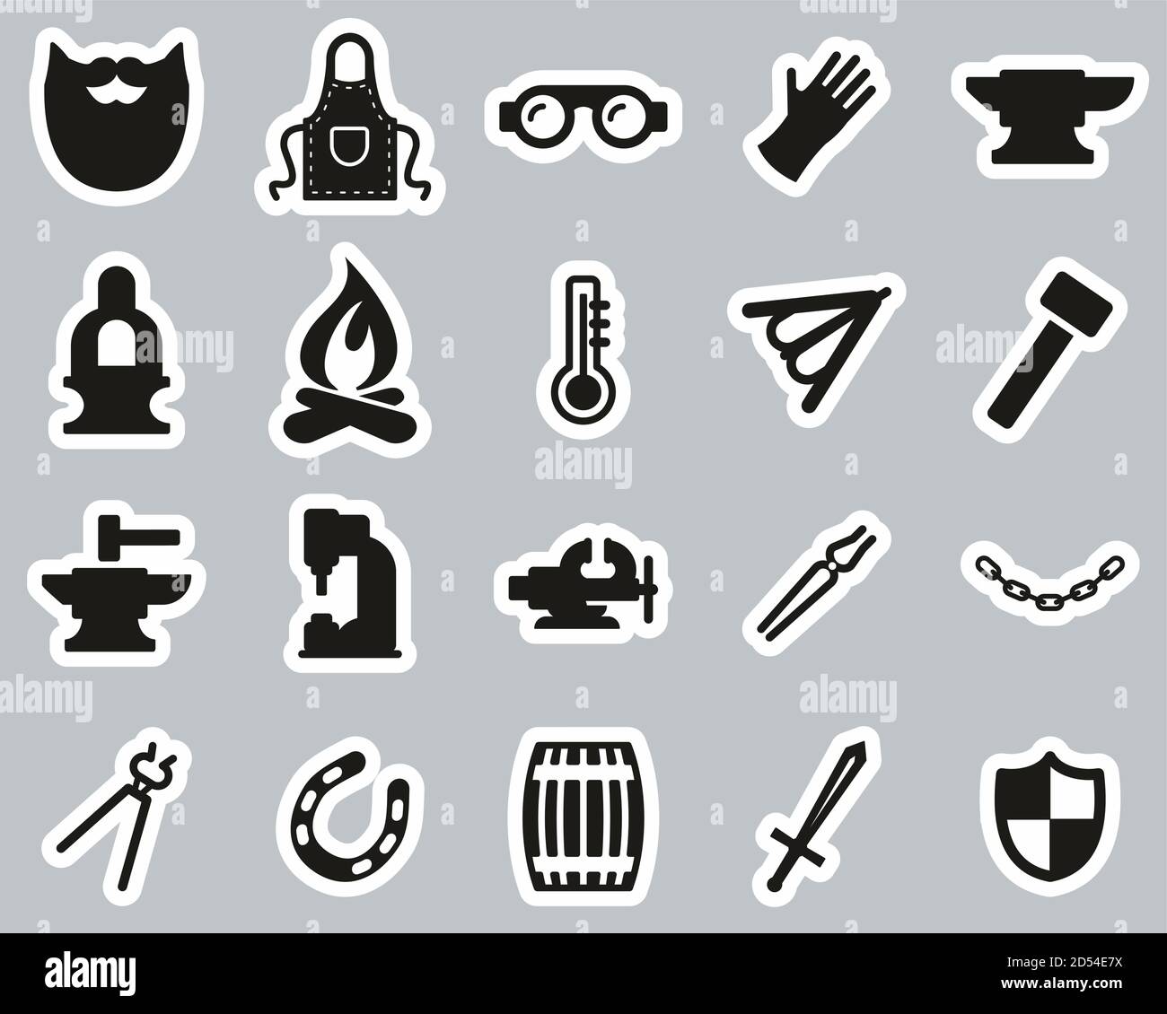 Blacksmith Icons Black & White Sticker Set Big Stock Vector Image & Art ...