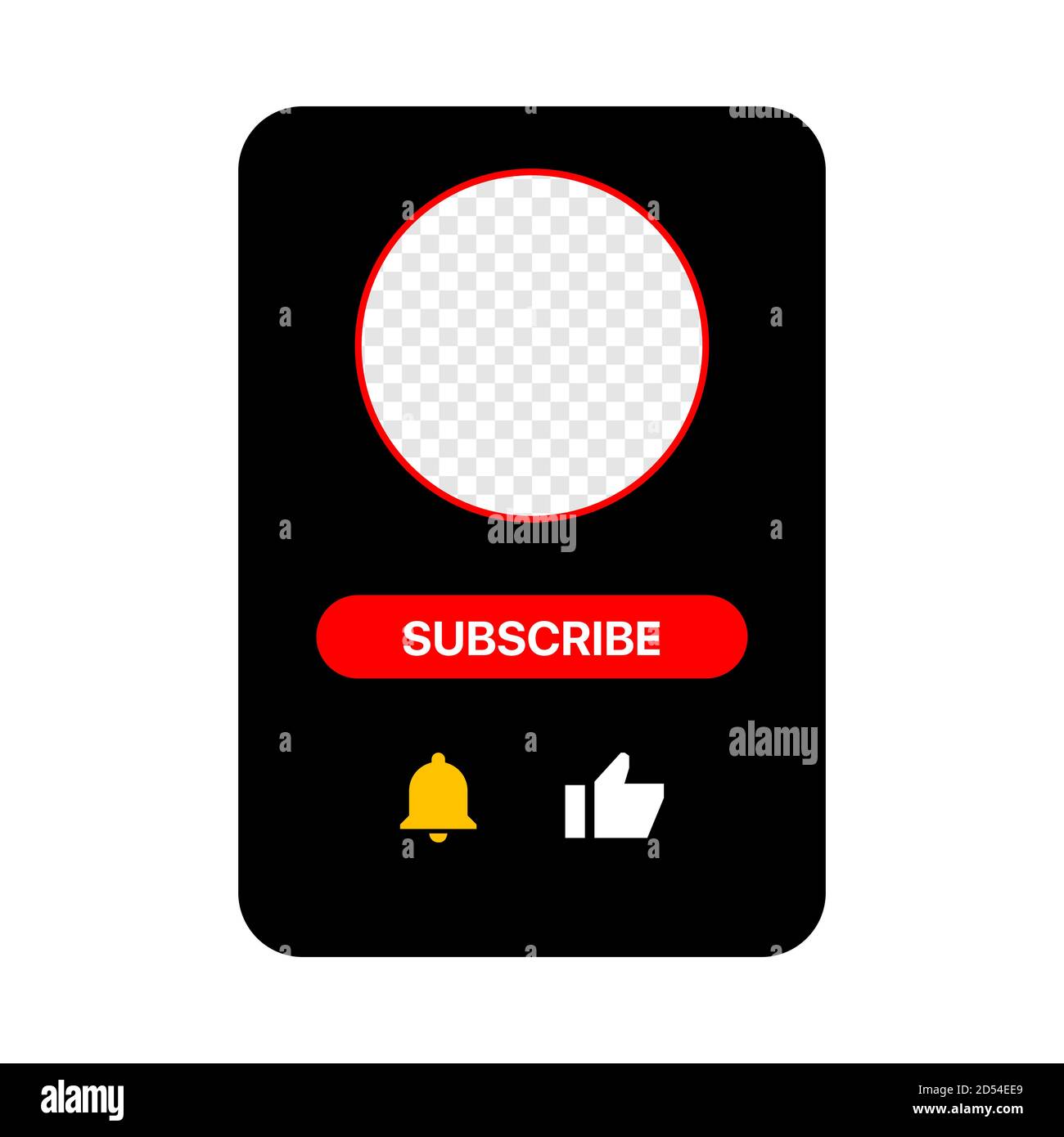 Youtube Profile Interface Black Pop Up Window. Subscribe Button. Bell ...