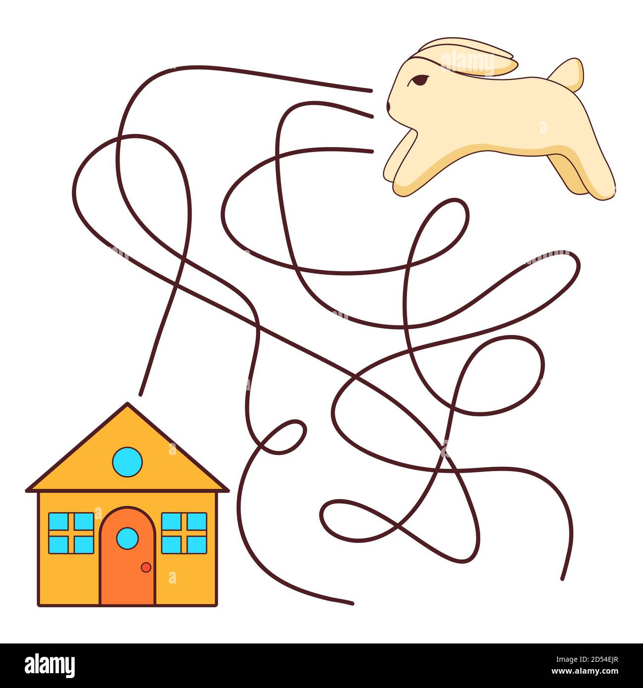 Maze game, education game for children.The rabbit looks for the home ...
