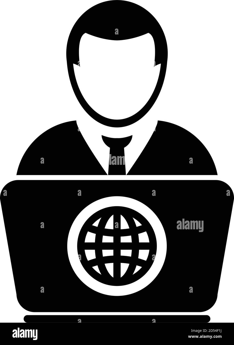 IT Support icon vector person with laptop computer male user person ...