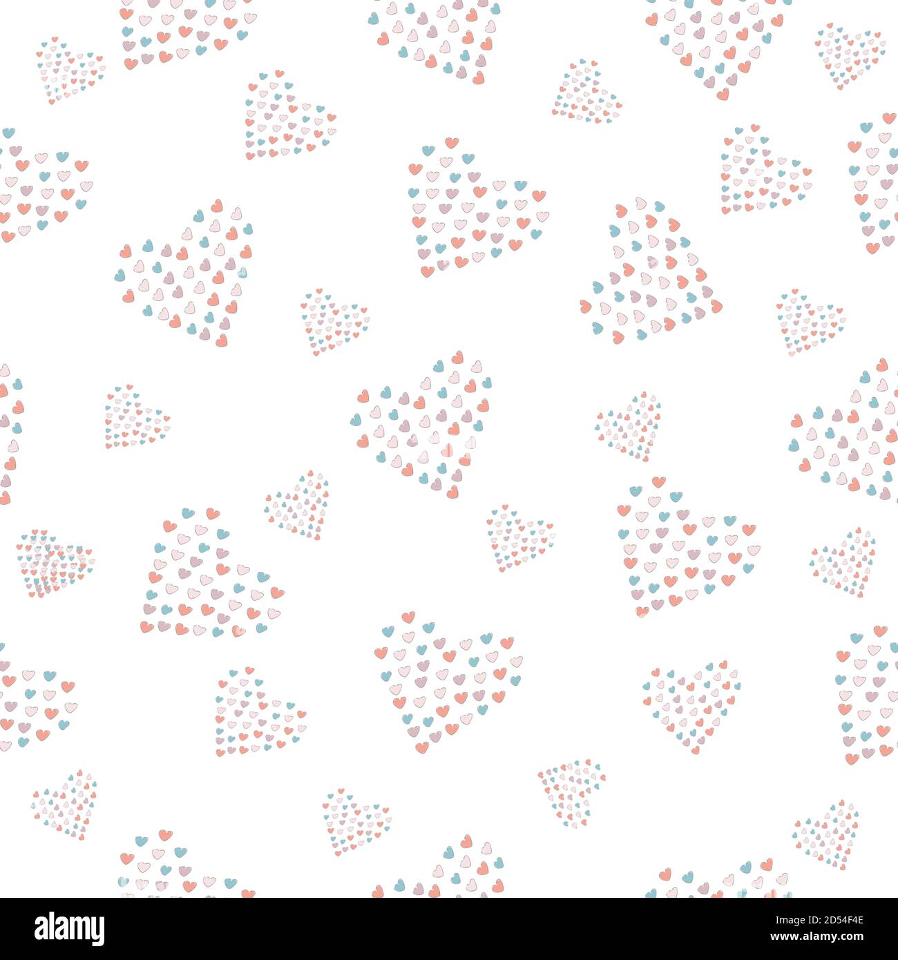 Cute hand drawn pattern with grouped small hearts into bigger hearts ...