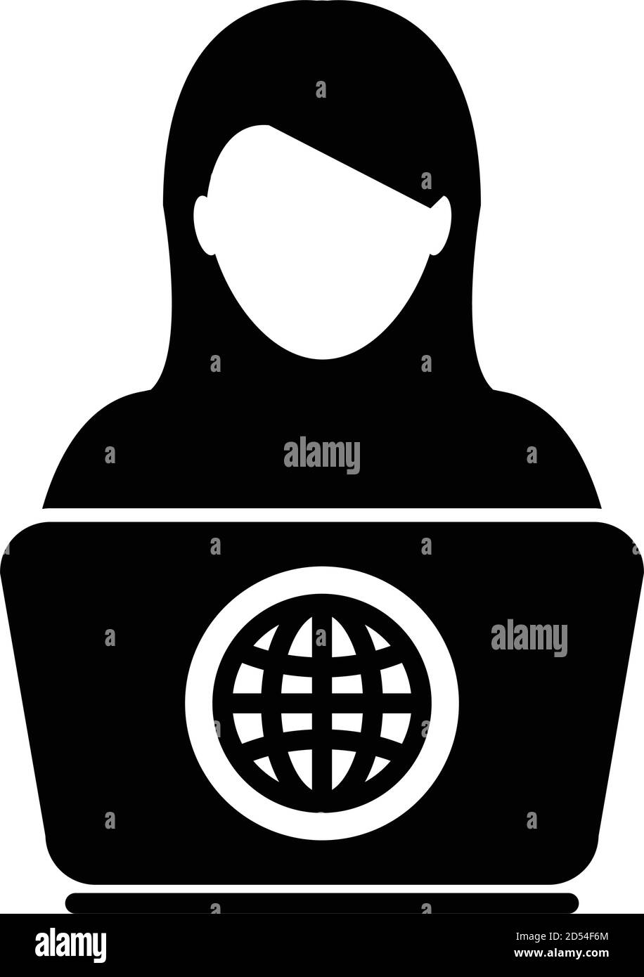 Person icon vector with laptop computer female user person profile and ...