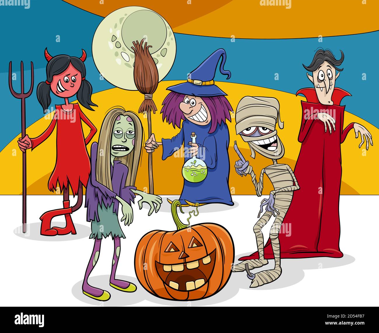 Cartoon Illustration of Halloween Holiday Comic Characters Group Stock ...