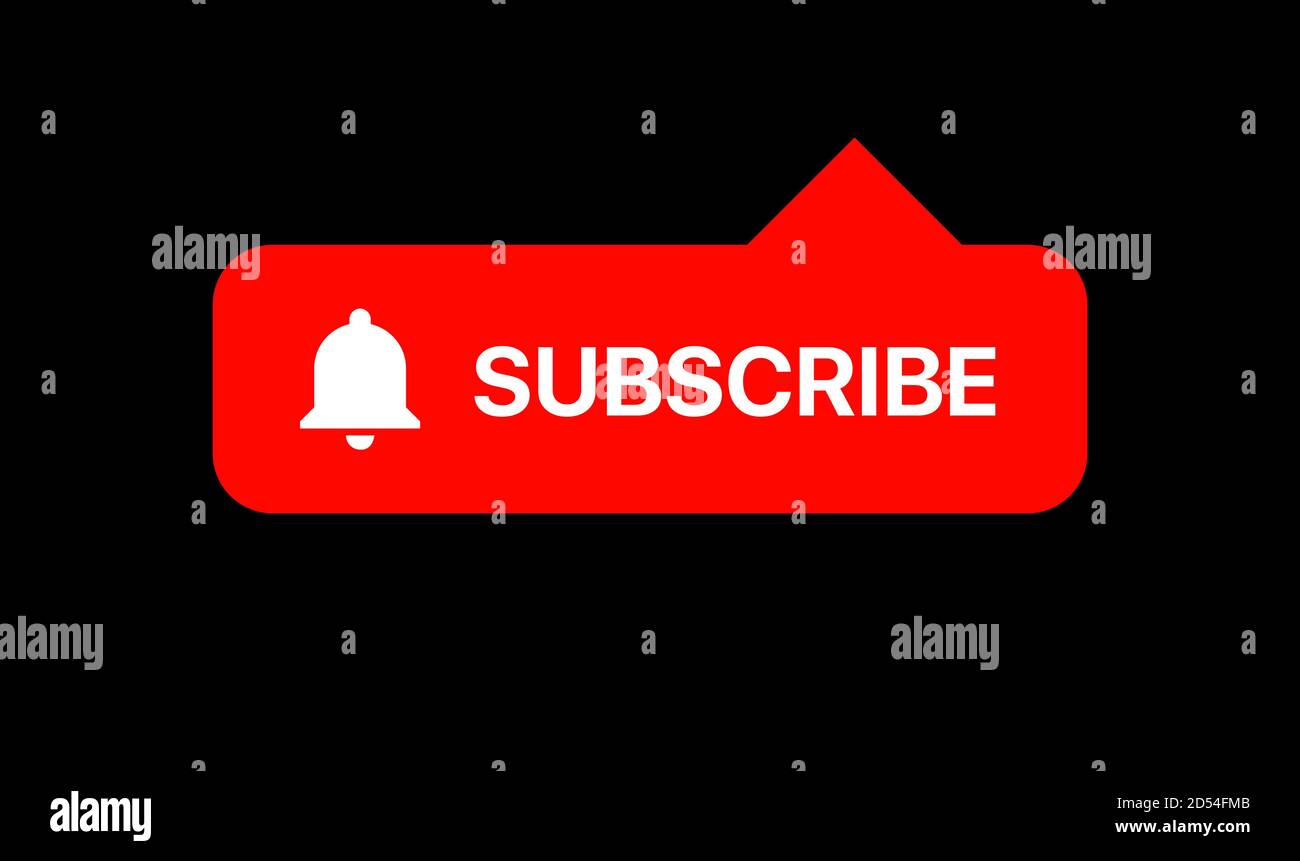 Youtube Subscribe Red Flat Button Vector Illustration On Black ...