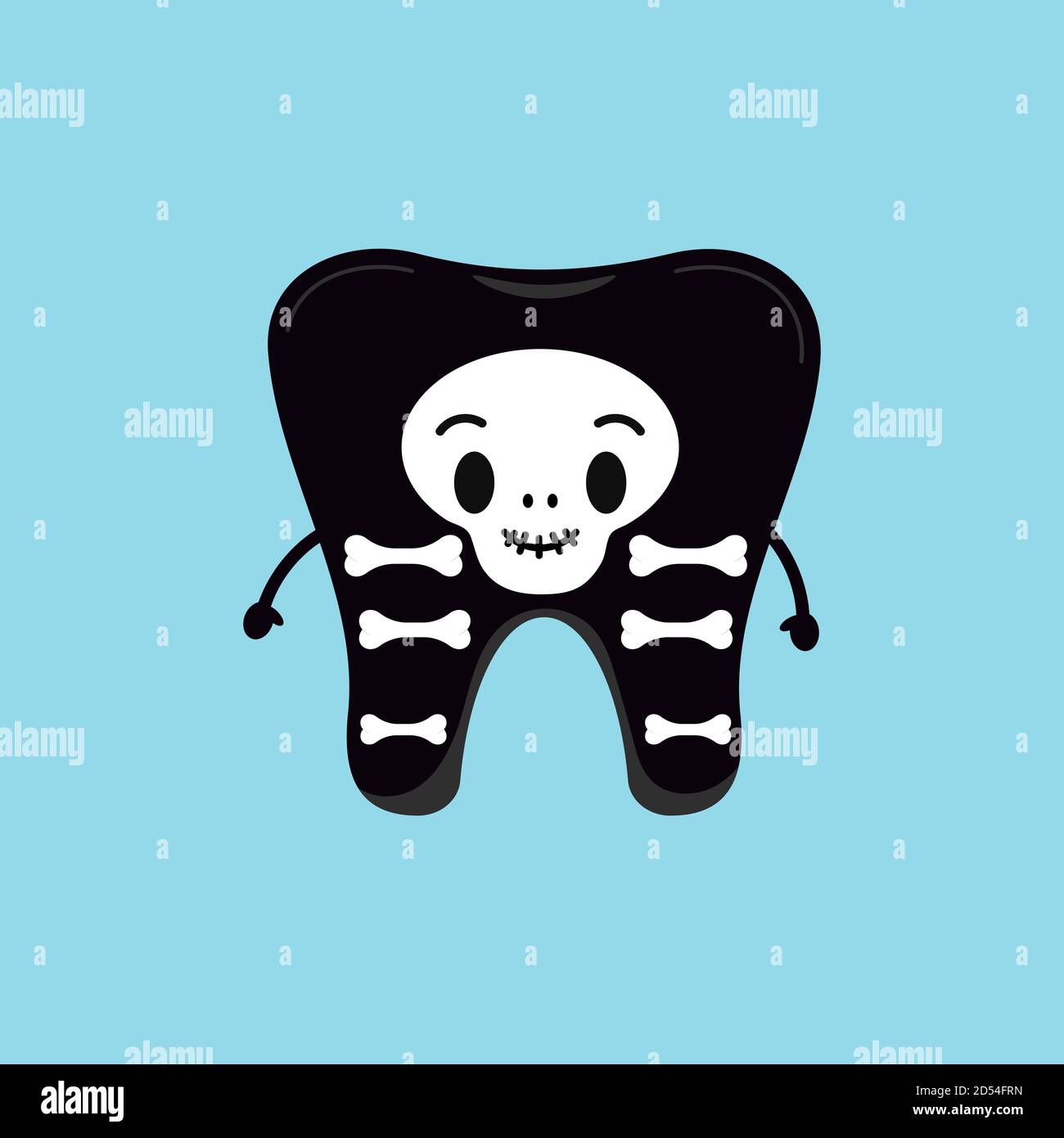 Cute tooth in skeleton costume isolated vector icon Stock Vector Image ...