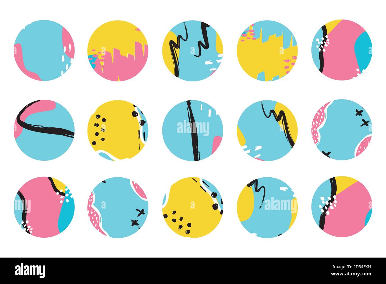 Abstract story highlight cover. Hand drawn shapes doodle set boho Stock ...