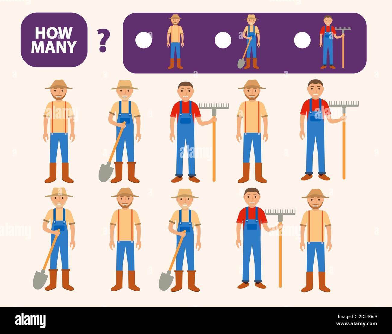 Count how many farmer is educational game. Maths task development of ...