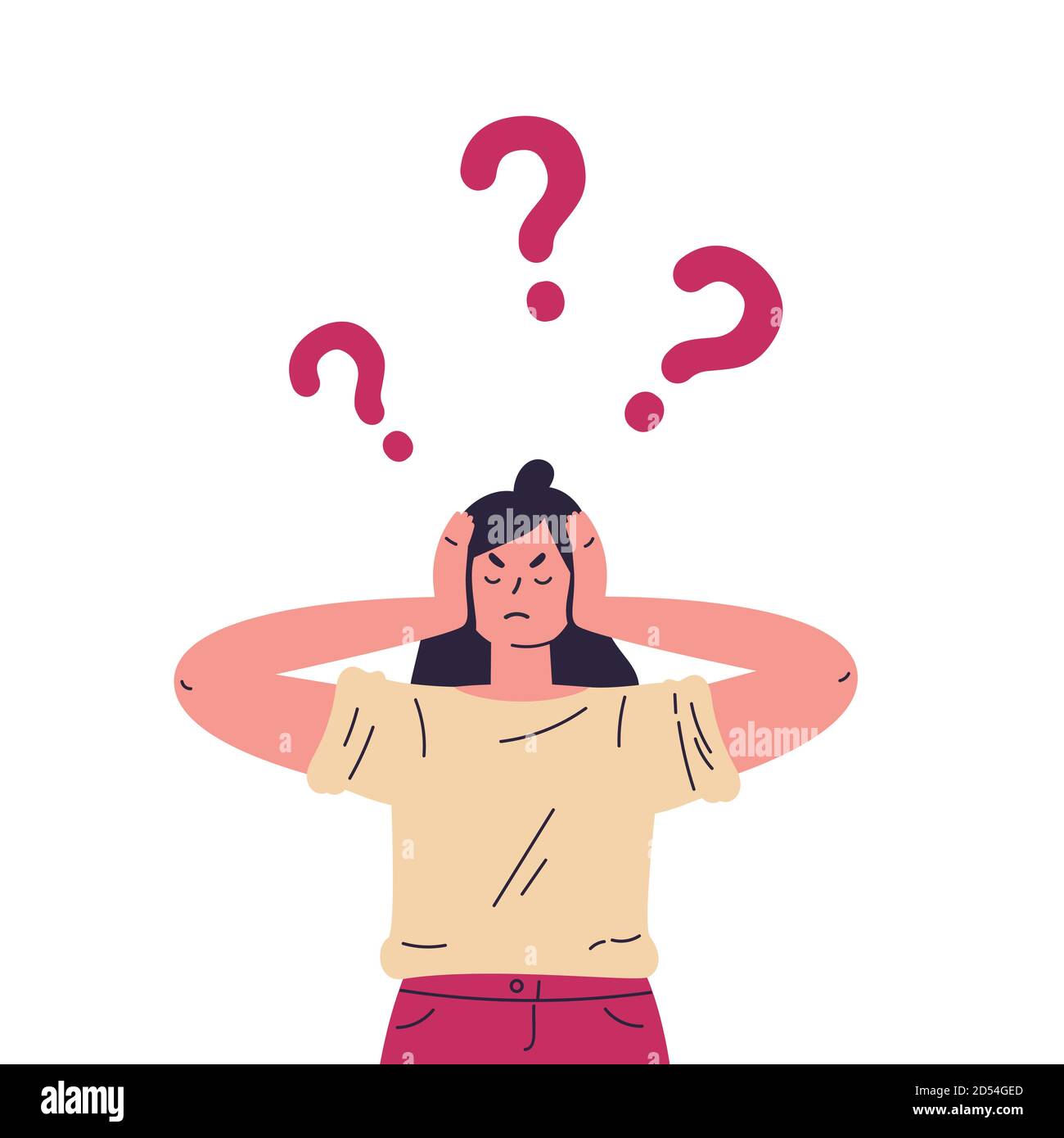 Confused young girl with question marks Stock Vector Image & Art - Alamy