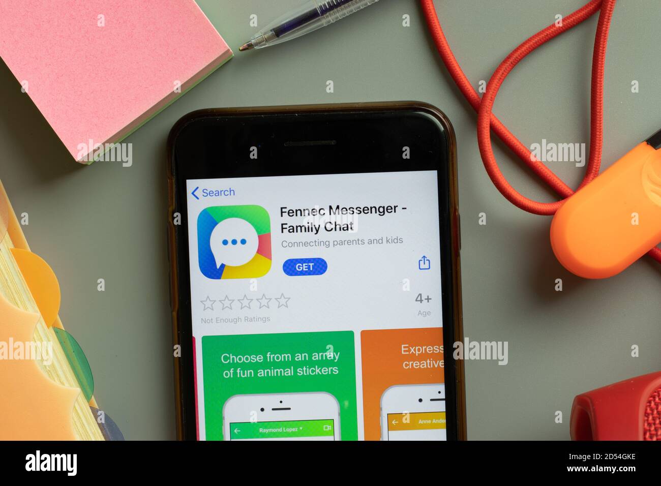 New York, USA - 27 September 2020: Fennec Messenger Family Chat mobile ...