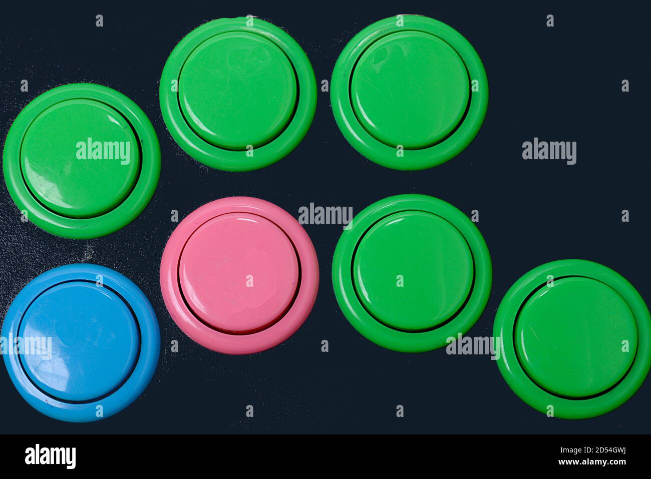 Close up view of the old joystick controller button with white ...