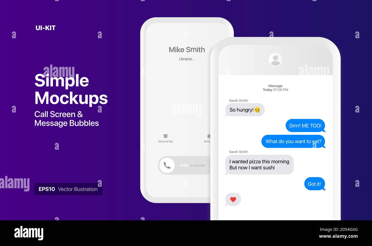 iPhone Call Screen And iMessage UI Design Interface Concept Stock ...