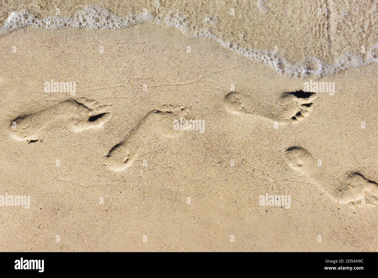Photo of a sunny day sea shore footsteps printed on sand Stock Photo ...