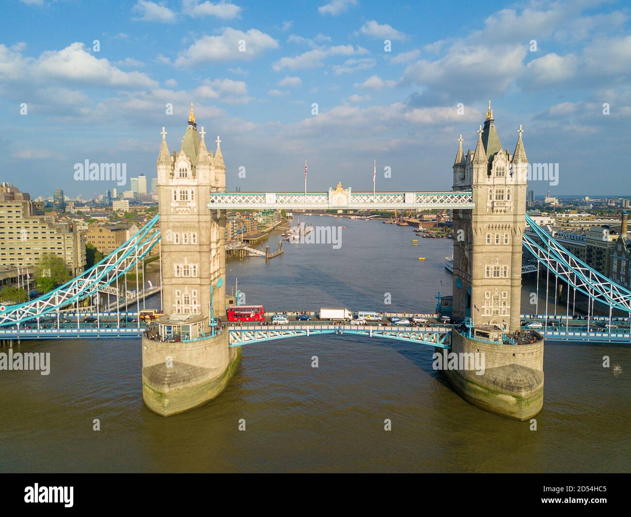 Aerial shot of the beautiful Tower Bridge on the River Themes in the ...