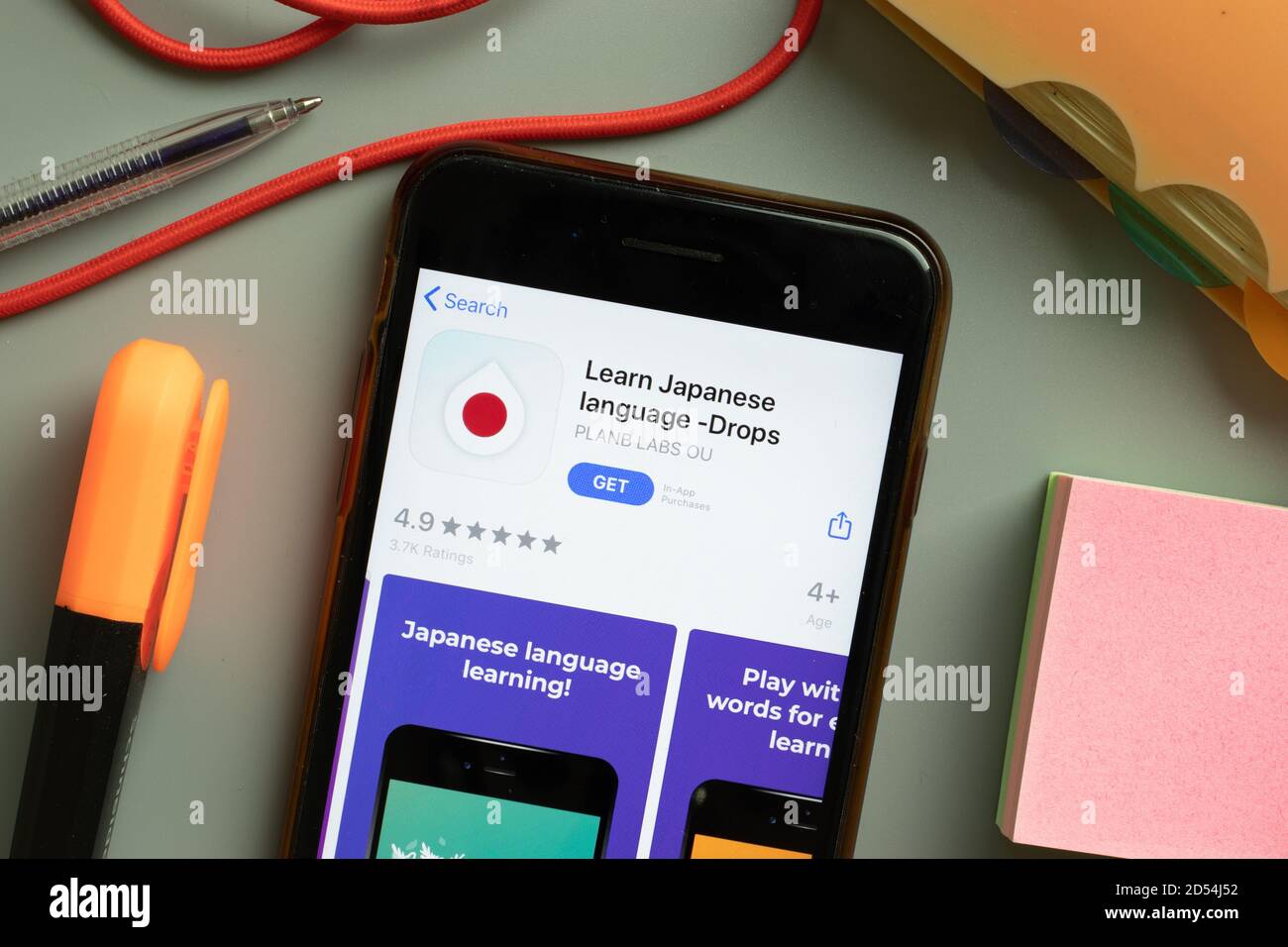 New York, USA - 29 September 2020: Learn Japanese Language Drops mobile ...