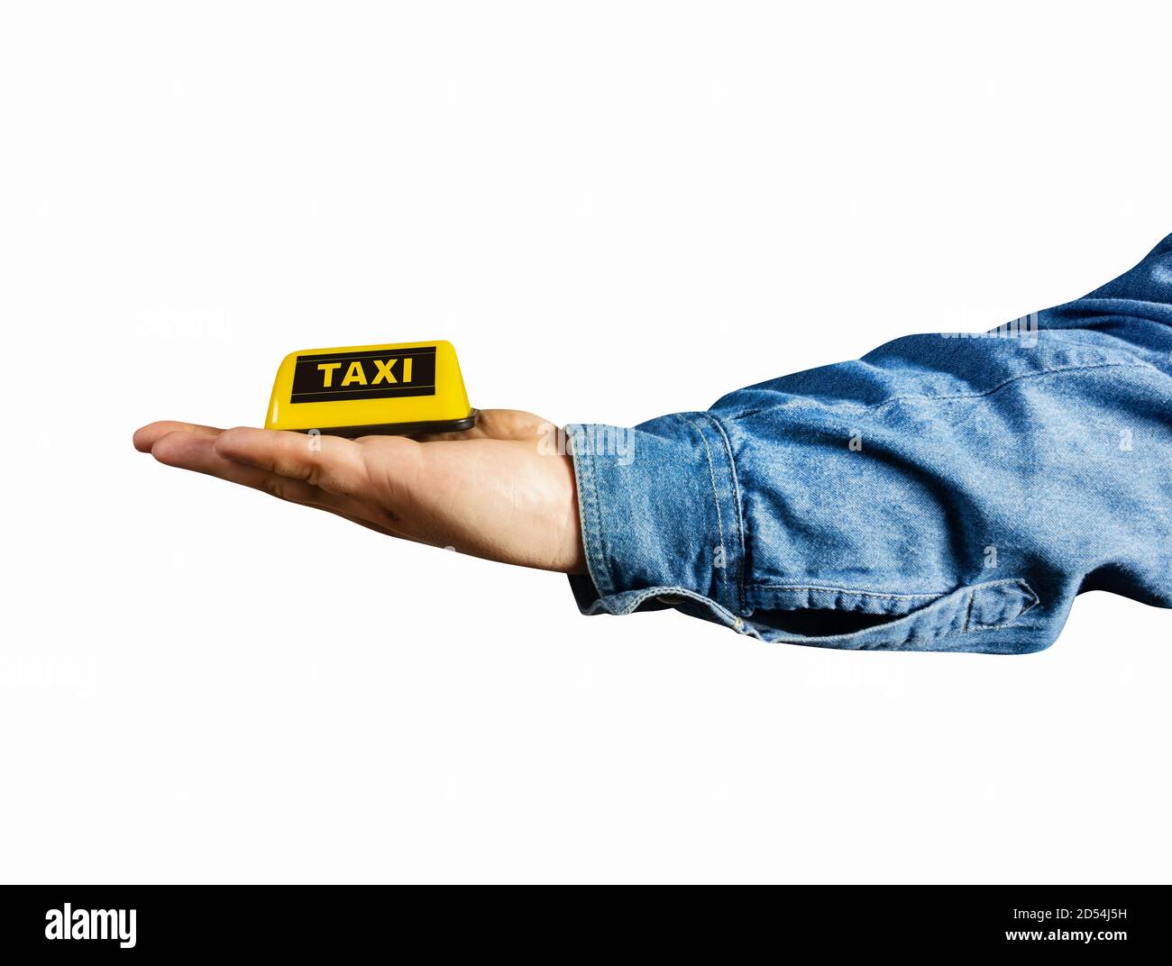 Photo of isolated male hand in shirt holding taxi sign profile view ...
